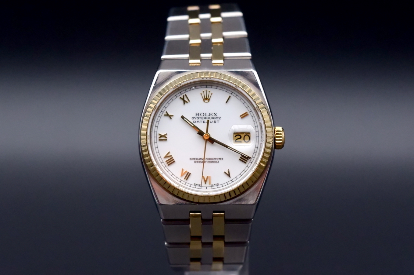 Rolex Datejust Oysterquartz Vers 1990 Bicolore lunette striée - Clomi